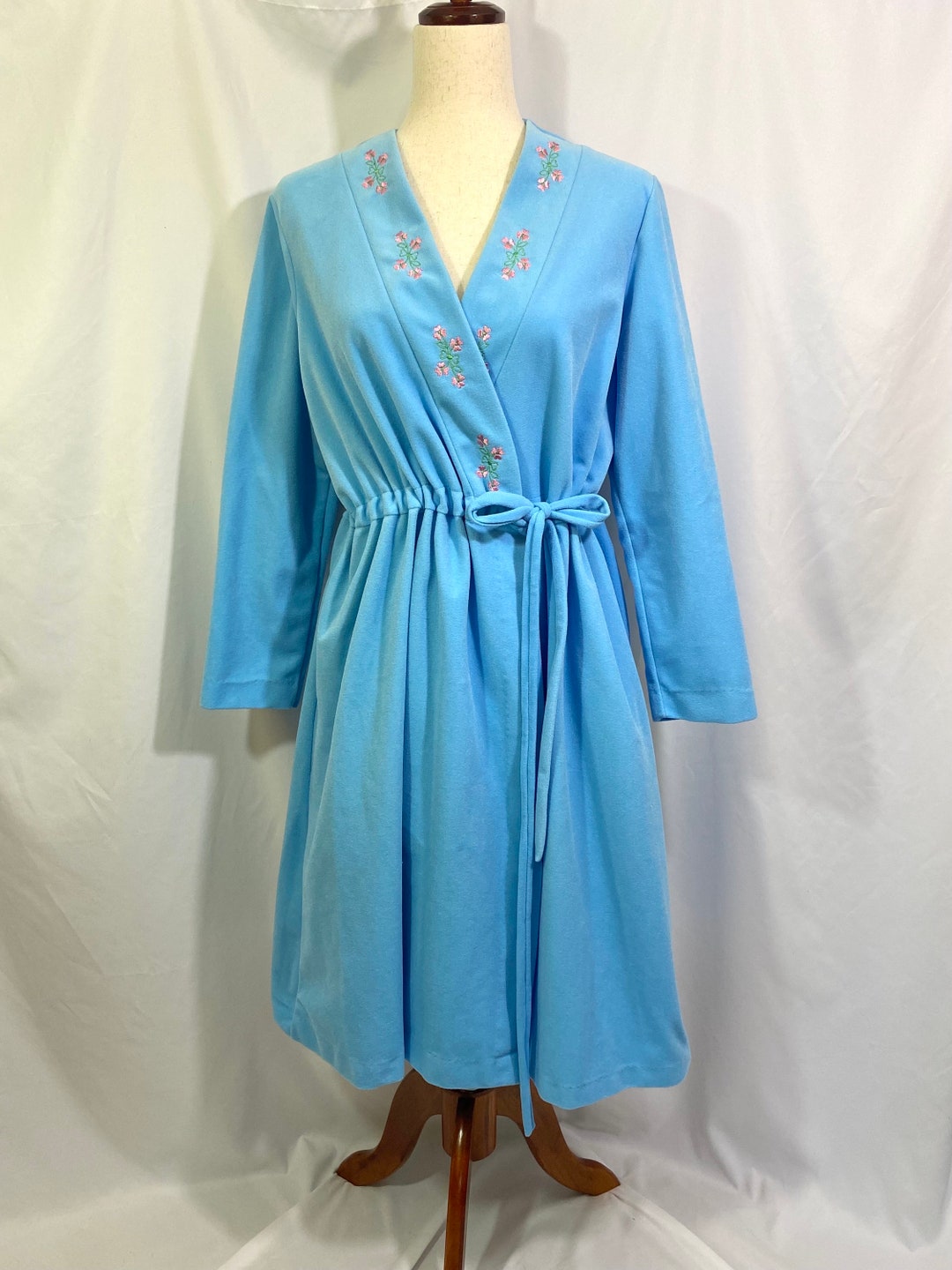 Women’s Vintage 60’s Blue Robe Medium Large - Vintage Robe - 60’s Robe ...
