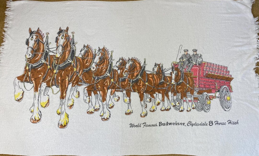 Vintage 80’s Budweiser Clydesdale Beach Towel - Vintage Budweiser Towel ...