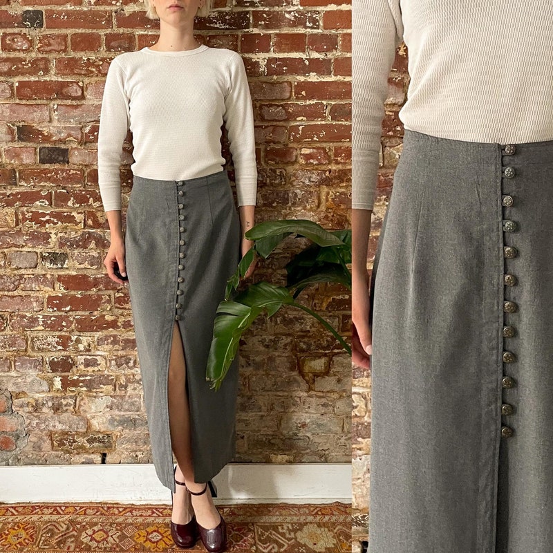 Medium 90s Button up Skirt - Etsy UK