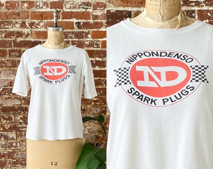 Vintage 1970s 1980s Nippondenso Spark Plugs Racing T-shirt - 70s 80s ND ...