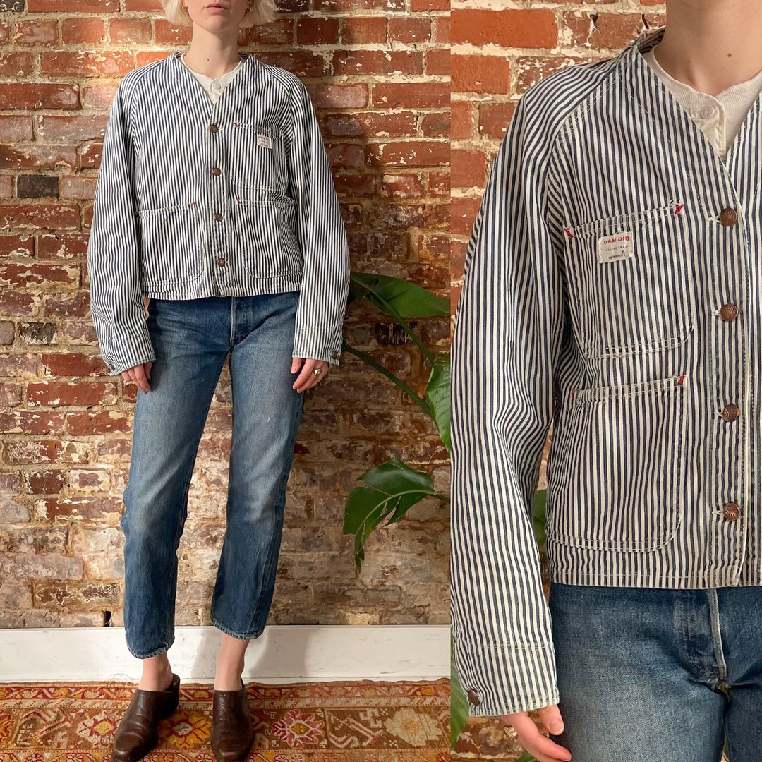 Vintage 1960s Penny's Big Mac Sanforized Hickory Stripe Engineer Chore ...