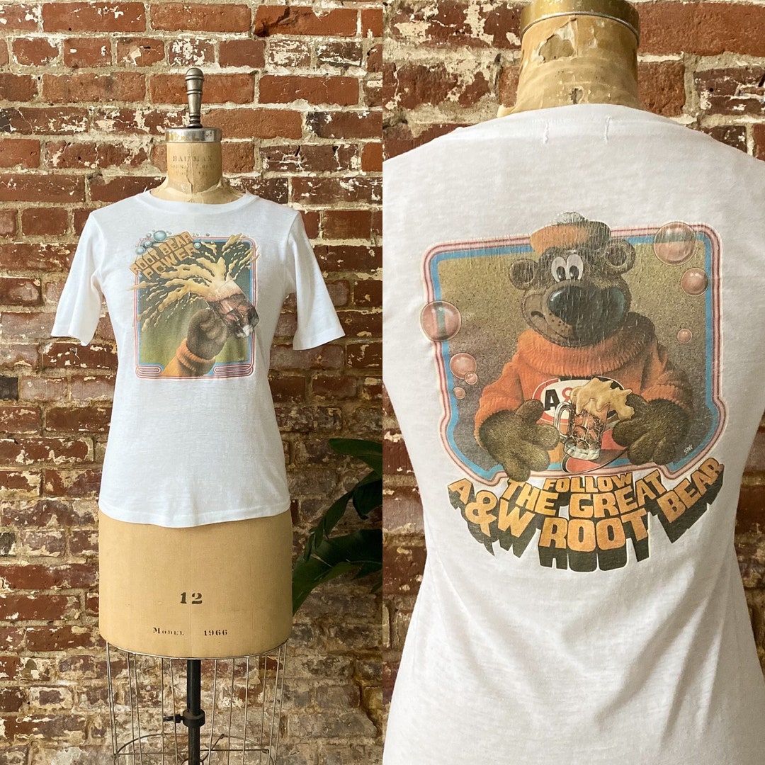 Vintage 1970s A&W Root Bear Power! Iron-on T-shirt - 70s AW Root Beer ...