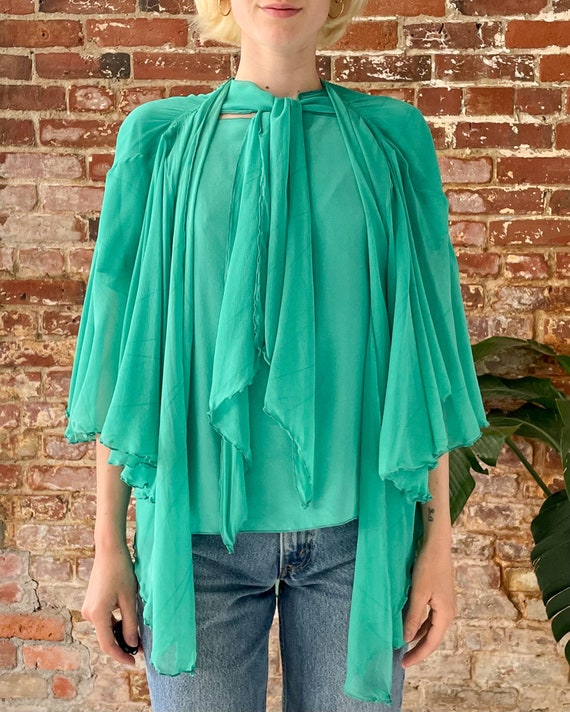 Vintage 1990s Yolanda Lorente Hand Painted Silk Blous… - Gem