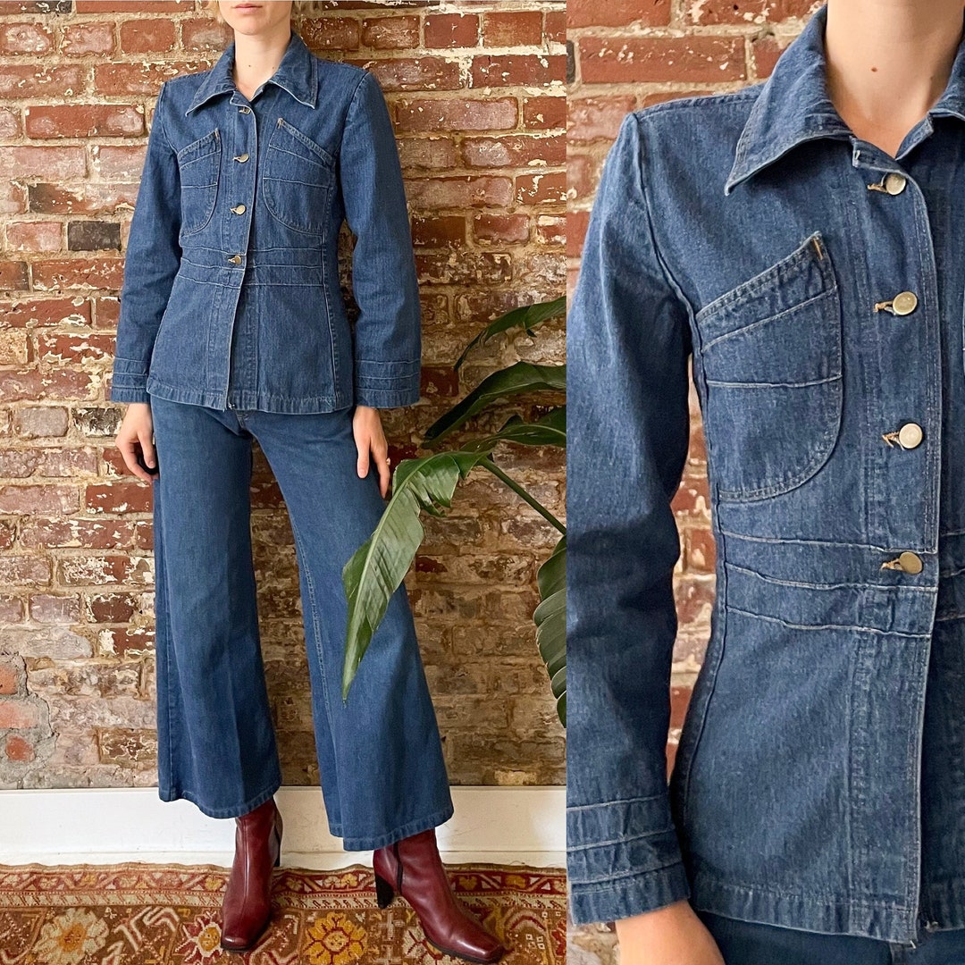 Vintage 1970s Rumble Seats Stitch Detail Women’s Cut Dark Wash Denim ...