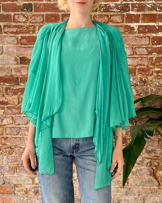 Vintage 1990s Yolanda Lorente Hand Painted Silk Blous… - Gem