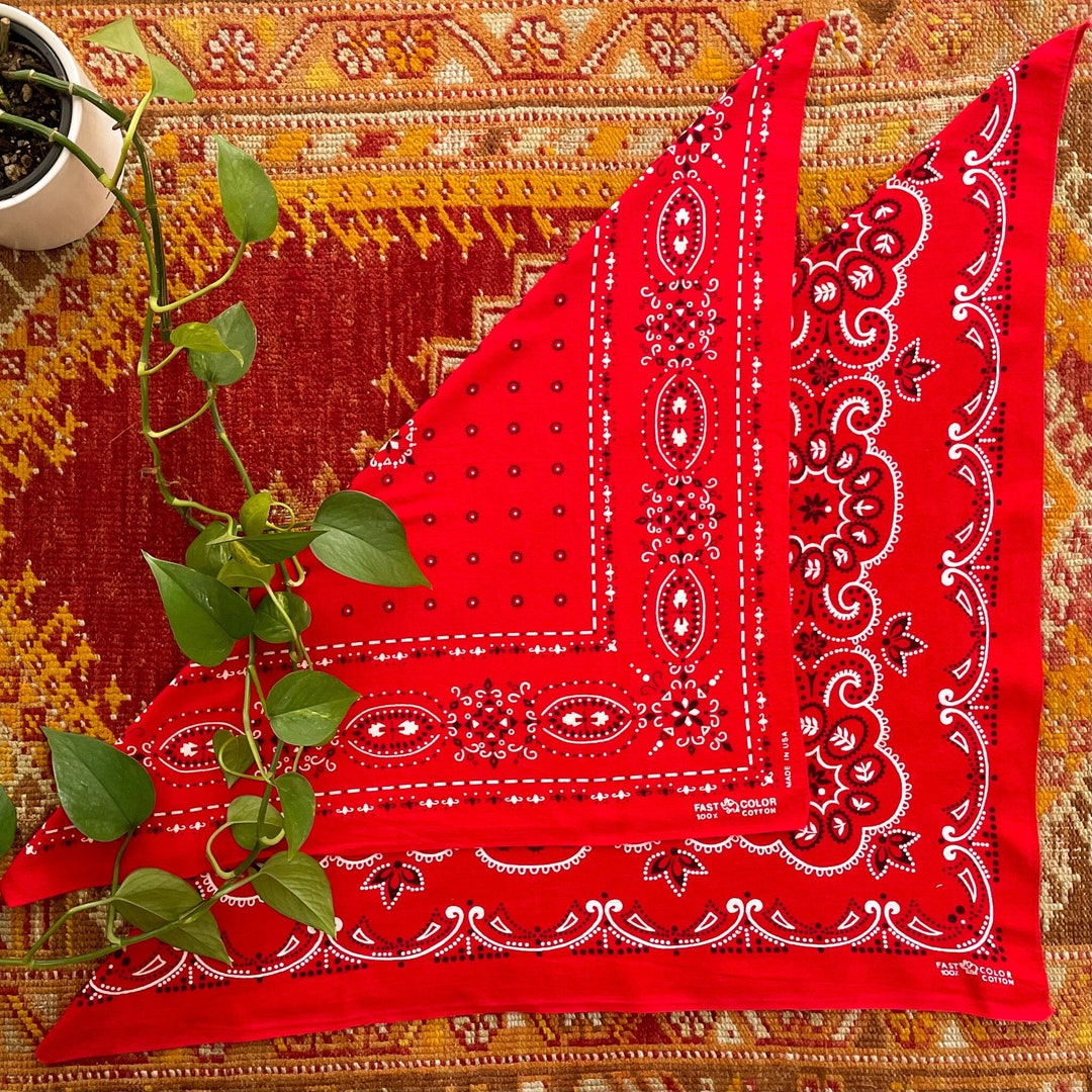 Set of 2 Vintage Elephant Brand Trunk up Red Fast Color Bandanas ...