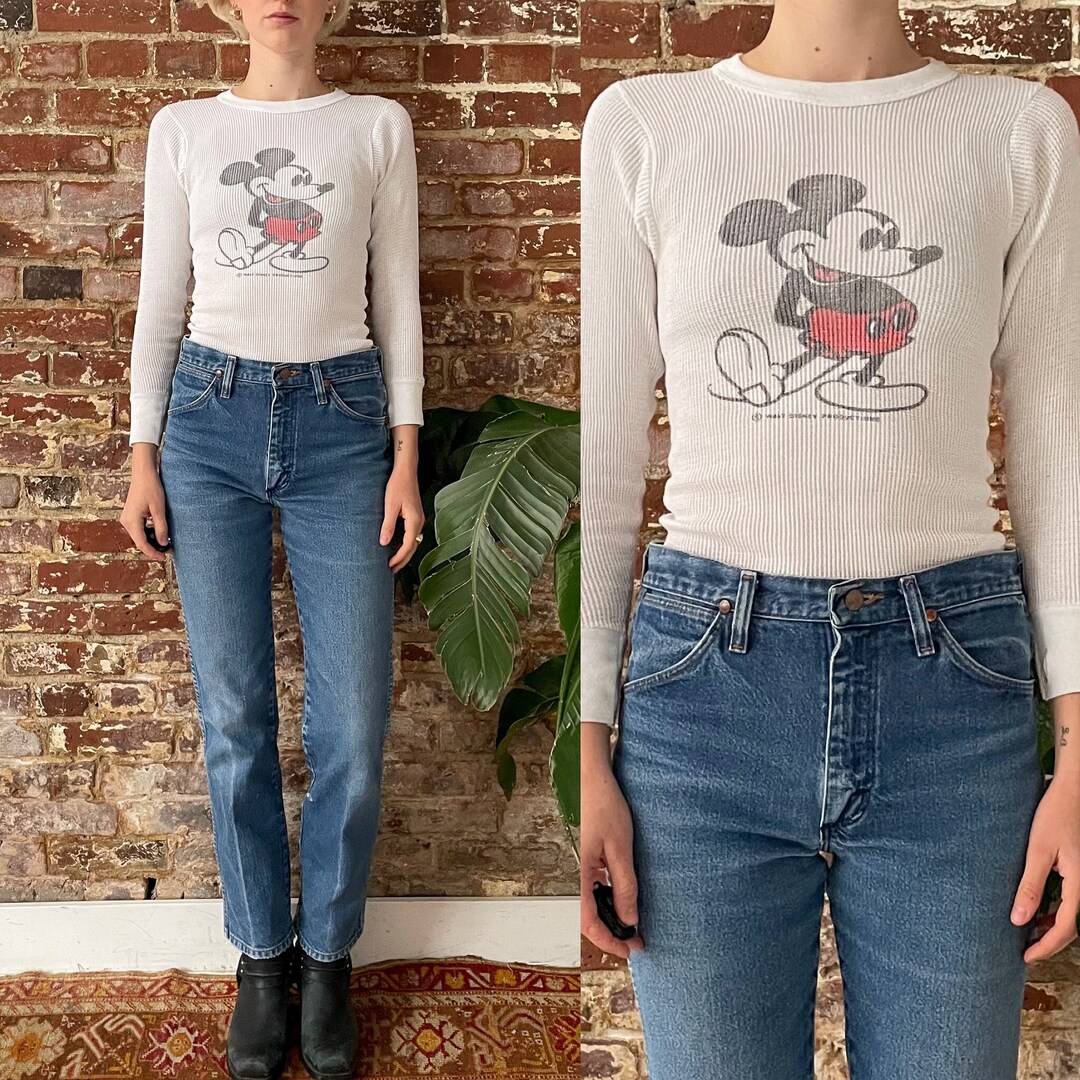 Vintage 1970s Mickey Mouse White Waffle Thermal 70s Mickey Mouse Walt ...