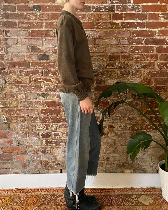 Vintage 1970s Wool Army Henley Pullover Sweater 197 Gem