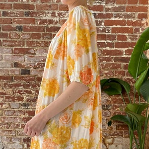 Vintage 1960s Cotton Rose Print Button Front House Dress - 60s ...