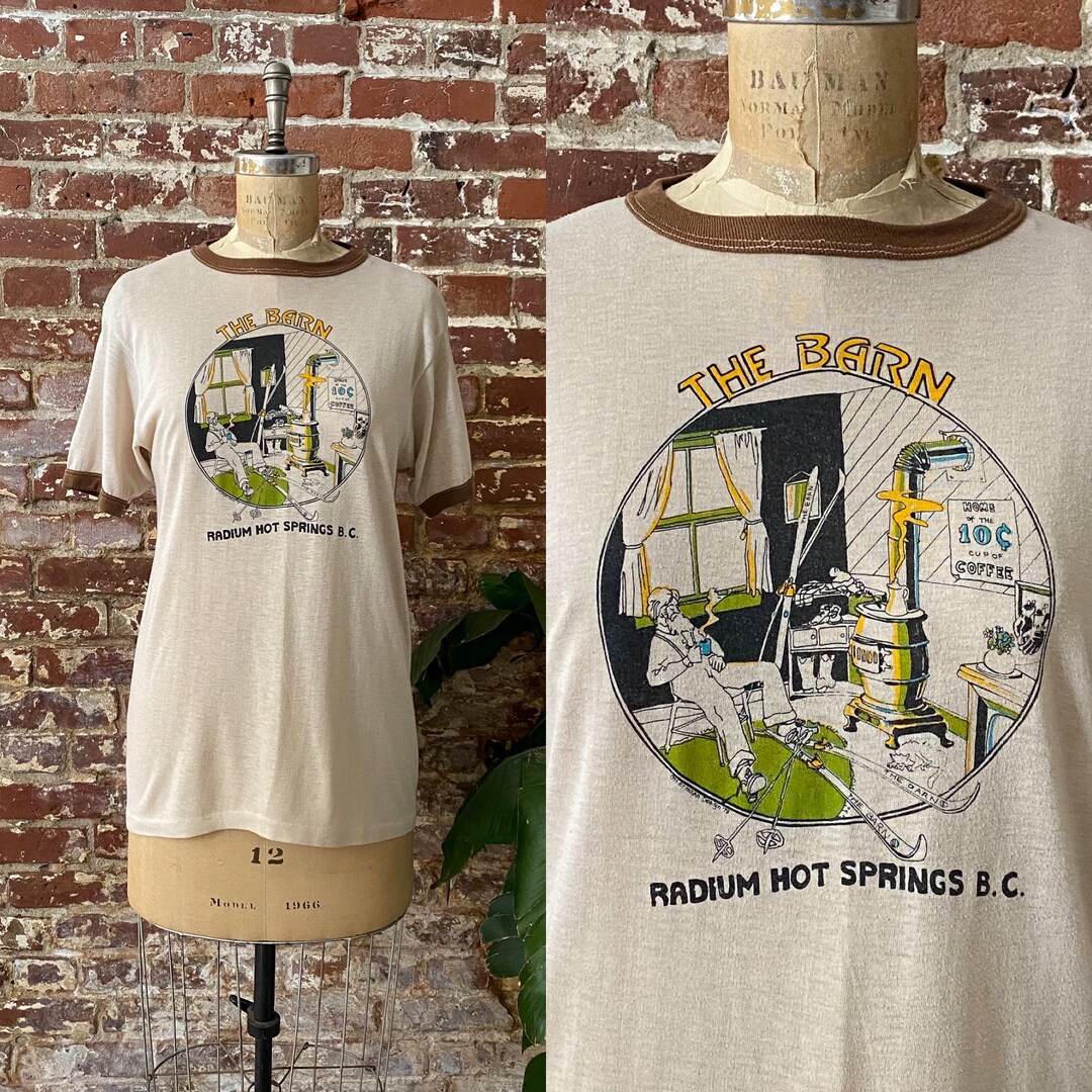 Vintage 1979 the Barn Radium Hot Springs B.C. Souvenir Ringer Tee ...