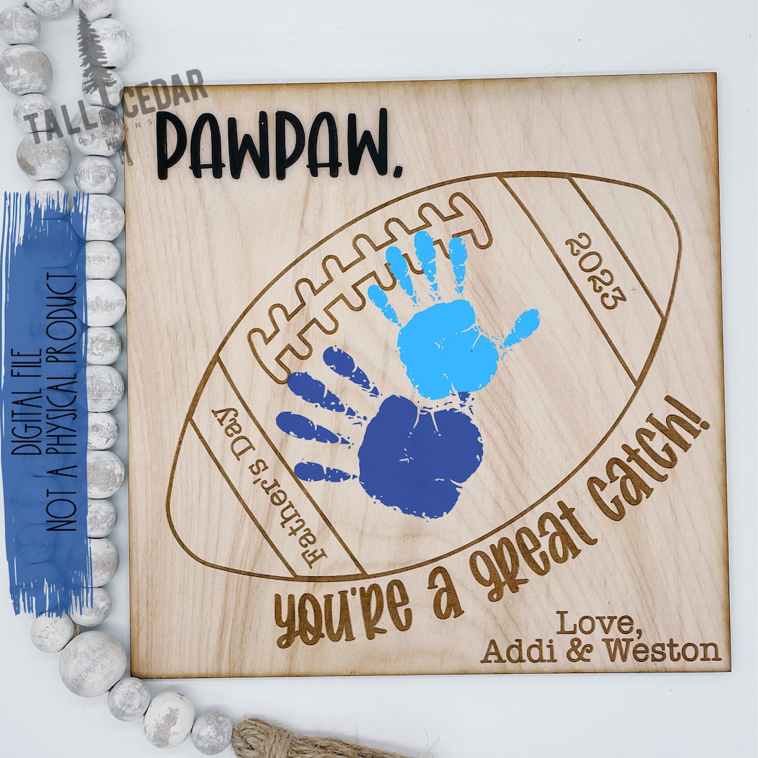 Football Father's Day Hand Print Art Laser Cut File SVG | Football ...