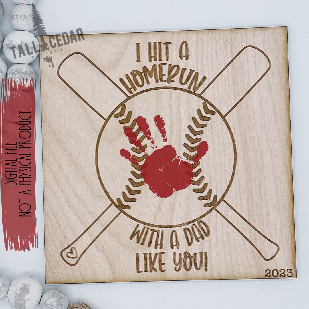 Baseball Father's Day Hand Print Art Laser Cut File SVG | Baseball ...