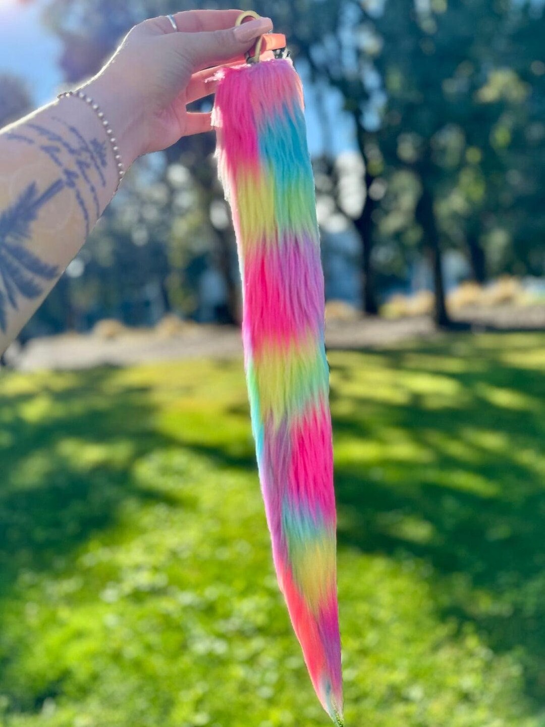 Pastel Rainbow Tail - Handmade Clip-on Animal Tails - Festival Fashion ...