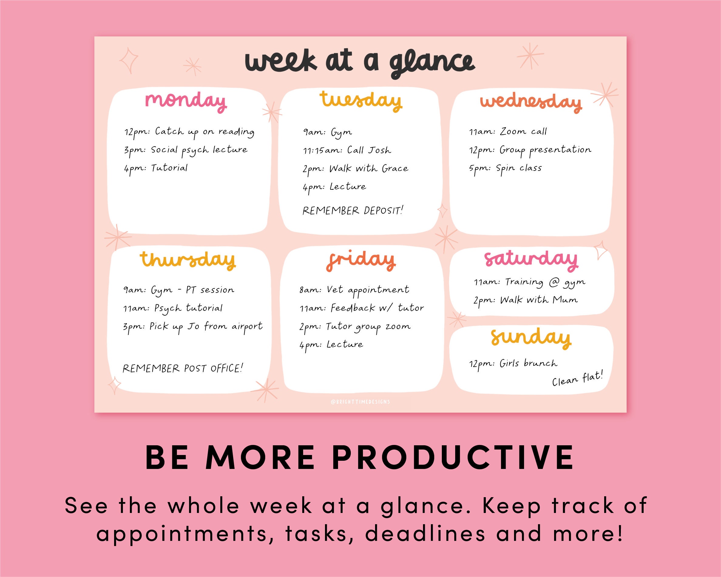 Printable Weekly at A Glance | Printable Weekly Plan | A4, A5 & US ...