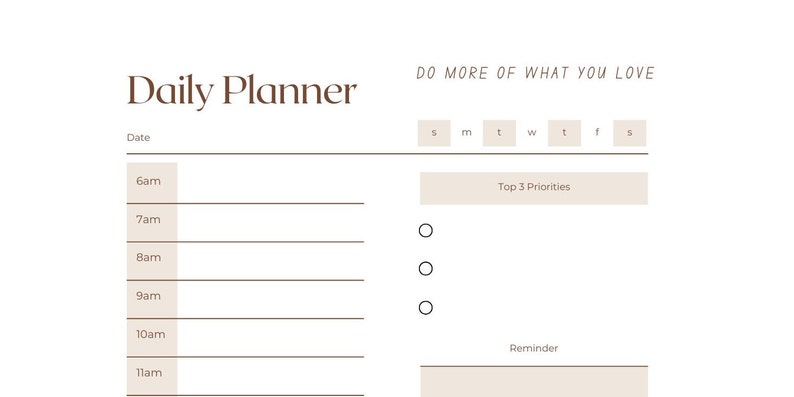 Printable and Customizable Pages, Daily Planner Page, Digital Download ...