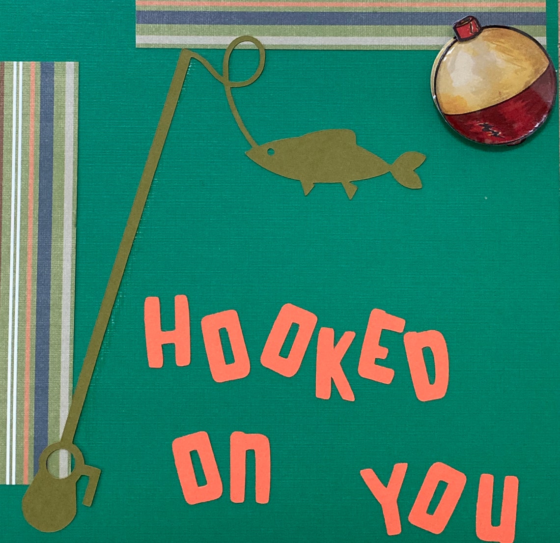 Hooked on You Scrapbook Page: Fishing Theme, 12x12 Premade Layout - Etsy