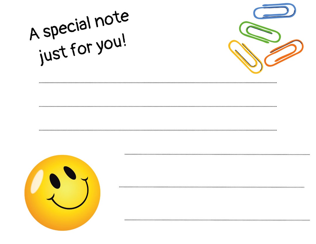 Printable Note Card/editable Card/school Note Card/digital Download/5 ...
