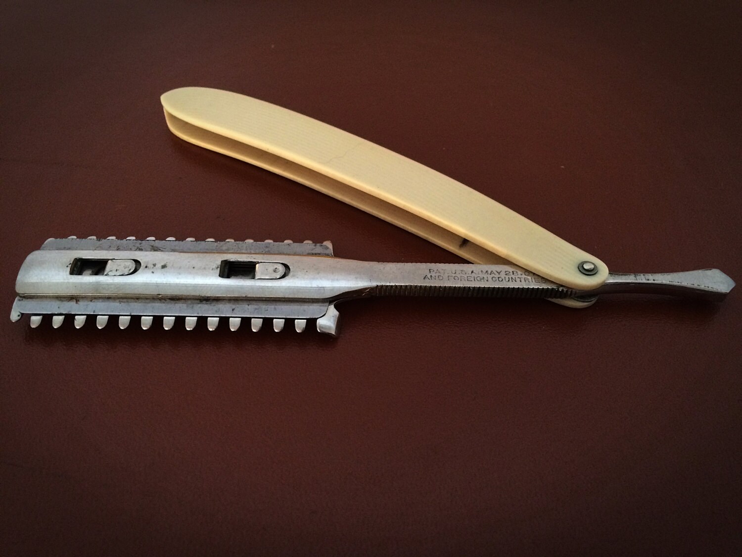 Antique 1920s Durham Duplex Straight Razor With French Ivory Celluloid ...