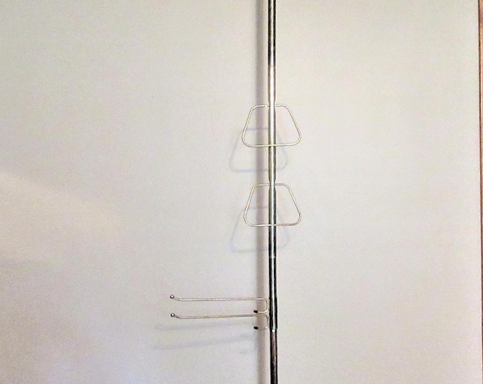 Vintage Tension Pole Towel Rack, 1960s Gold Tone Metal Rings and Rods ...