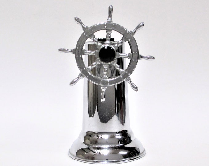 Vintage Ships Wheel Cigarette Lighter, 1940s Chrome Nautical Cigar ...