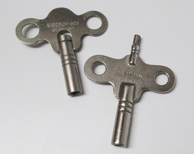 2 Vintage German Clock Keys, Vigor CM-605, Germany Double Ended Key ...