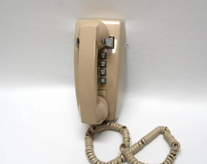 Vintage 1984 Beige Push Button Wall Phone, 1980s Retro Hanging ...