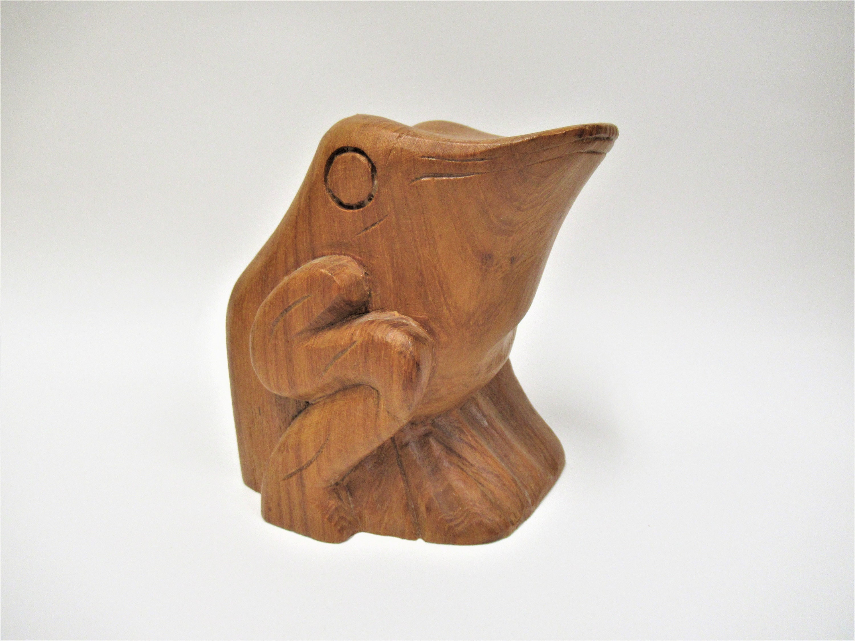 Figurines Art & Collectibles Carved Figures Sitting Wooden Frog Vintage ...
