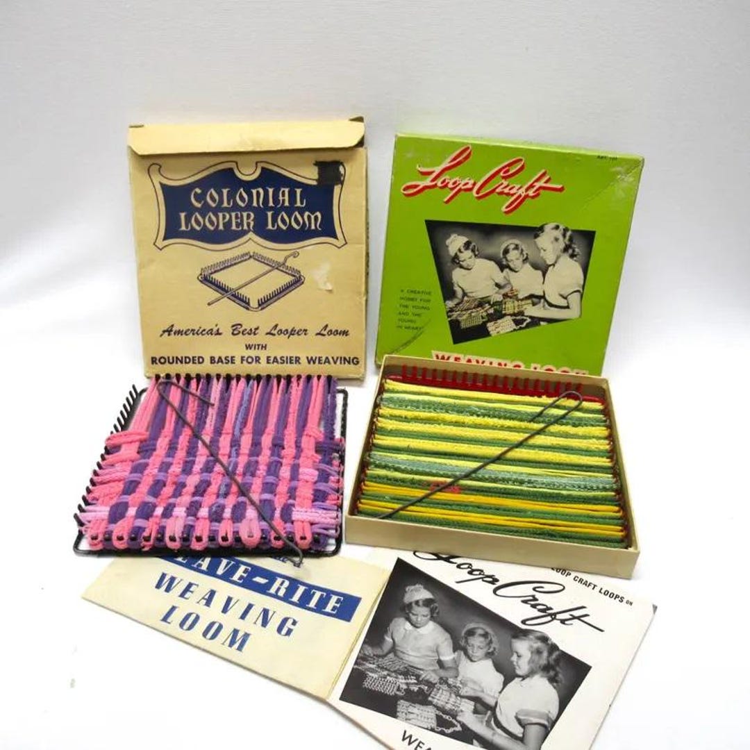 2 Vintage Hand Weaving Looms; 1940s Colonial Looper Loom 7"x7" & 1950s ...