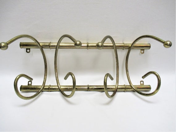 Vintage Brass Tone Metal Coat Rack Very WEIRD Hanger With 8 - Etsy