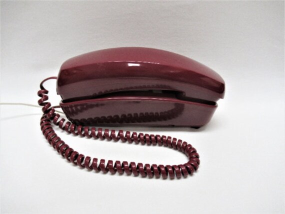 Vintage Burgundy Push Button Desk Phone 1980s or 90s - Etsy