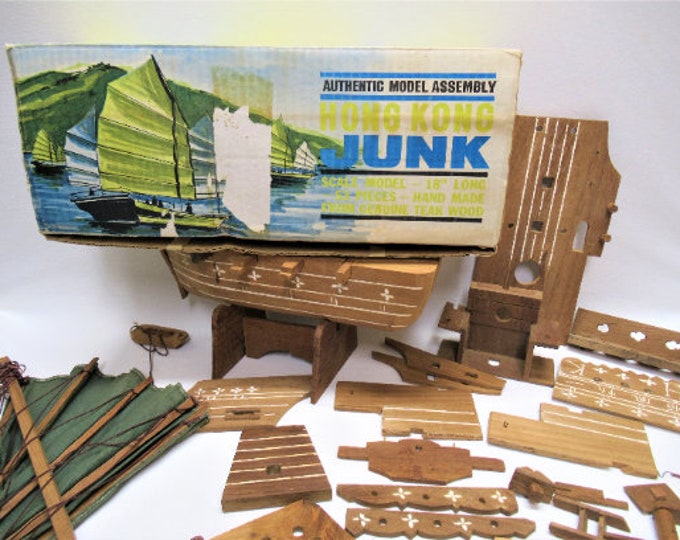 Vintage Hong Kong JUNK Boat Model Kit, 1960s Teak Wood 50+ Pc by Messrs ...
