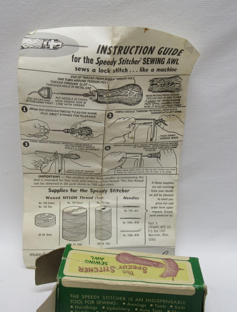 Vintage Sewing Awl, the Speedy Stitcher, 1950s Tool Made USA Gadget for ...