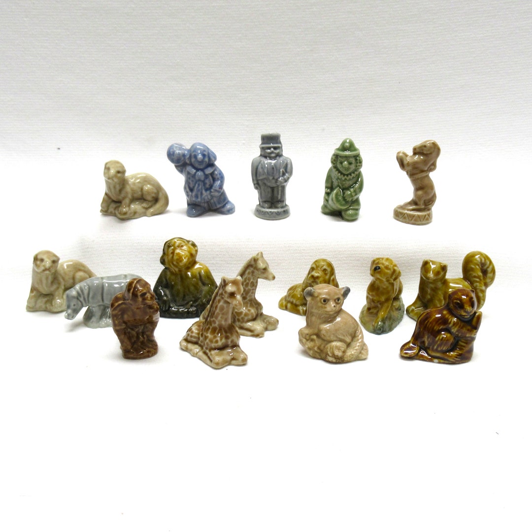 Lot of 14 Vintage Wade Miniature Ceramic Figurines; Zoo Animals, Dogs ...