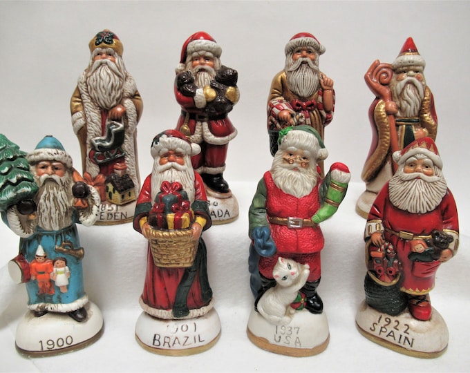 Vintage Collection of 8 Around World Santa Claus Figurines ...