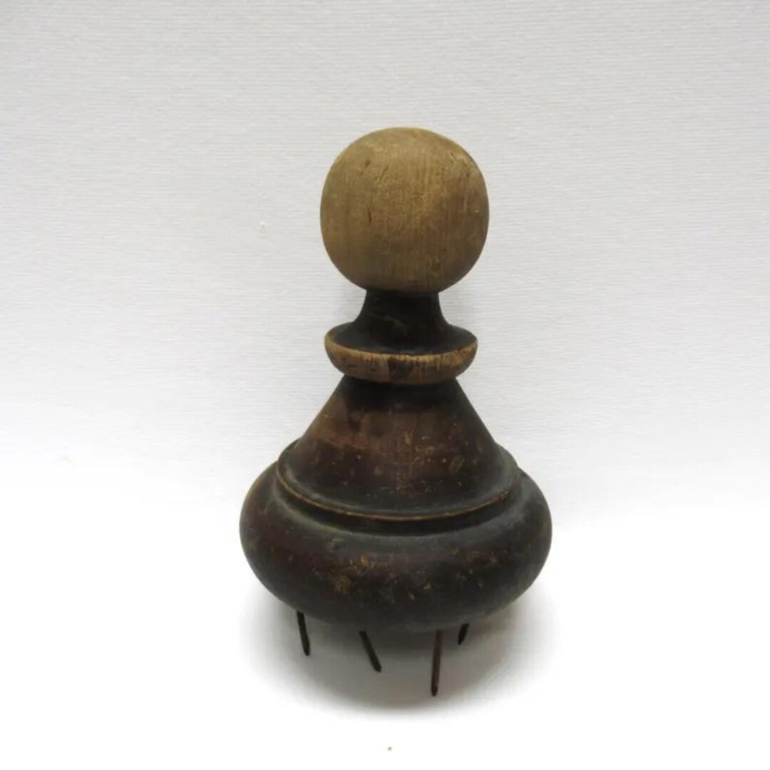 Vintage Big Wooden Newel Post Cap Finial, Architectural Salvaged Turned ...
