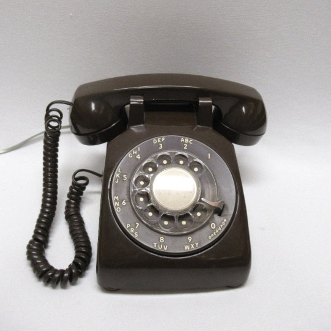 Vintage Brown Rotary Dial Desk Phone, 1980s Tabletop Telephone ...