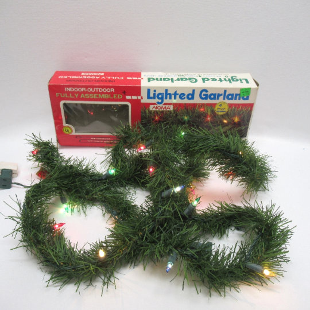 Vintage Noma Lighted Garland, 20 Miniature Multicolor Lights Christmas ...