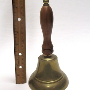 Vintage Brass School Bell With Wooden Handle, Very Loud Hand Held ...
