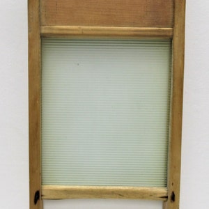 Antique Ribbed Glass Washboard, Vintage Wood and Glass Wash Board ...