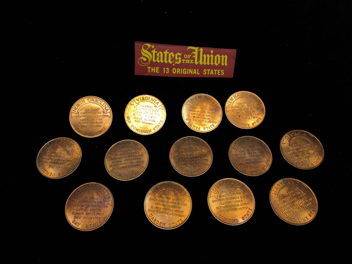 Vintage Shell Oil States of the Union Solid Bronze Coin Set | Etsy
