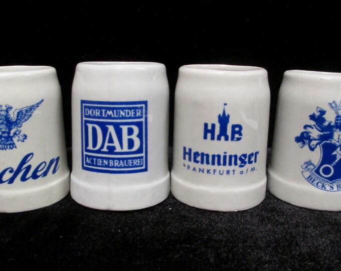 Vintage Mini Beer Mug Shot Glass Set Western Germany 4 Steins Liechen ...
