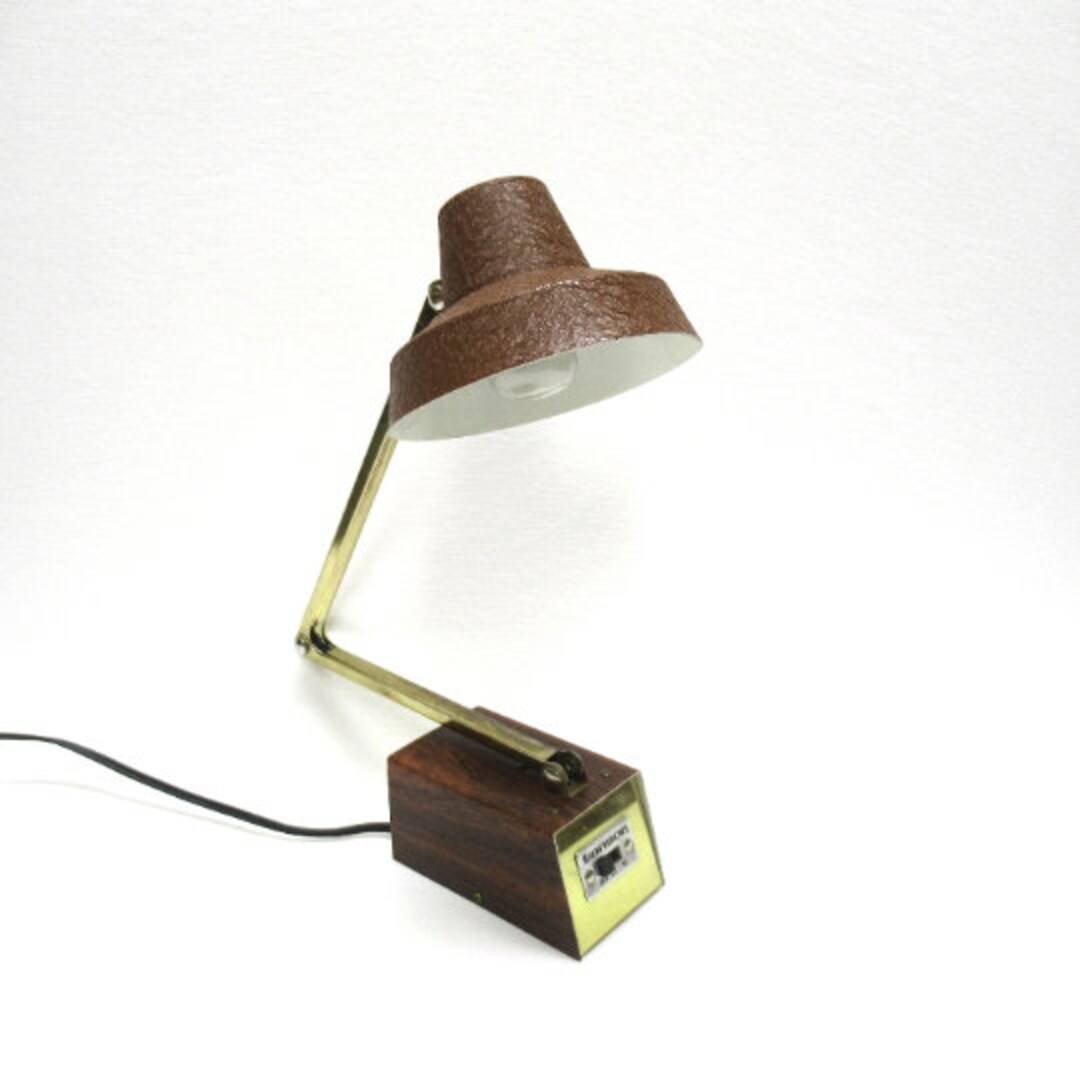 Vintage Tensor High Intensity Desk Lamp, 1960s Telescoping USA, Mcm Brass & Wood Grain Office ...