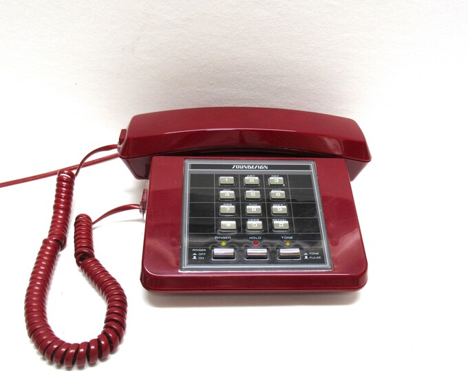 Vintage Burgundy Sound Design Desk Telephone, 1990s Oxblood Landline ...