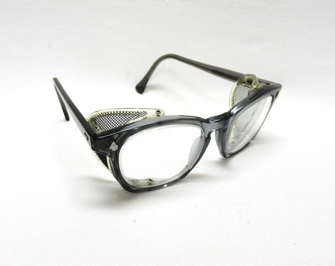 Vintage SMALL Clear Glass AO Safety Glasses, Dark Gray American Optical ...