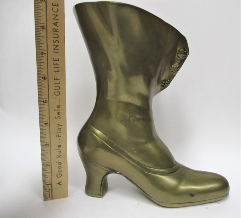 Vintage Leonard Brass Victorian Boot Vase Made Korea Solid - Etsy
