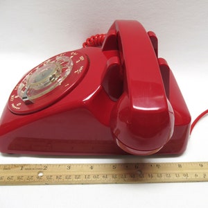 Vintage Red Rotary Dial Desk Phone, 1970s Table Telephone, Cherry Red ...