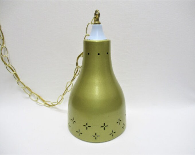 Vintage Metal Cone Hanging Light, 1960s Gold Tone Conical Pendant Lamp ...