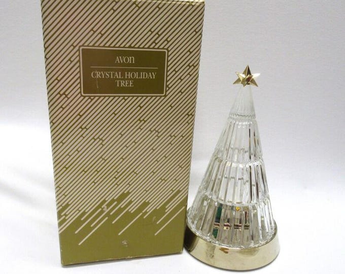 Vintage Avon Crystal Holiday Tree, 1990 Lighted Glass Christmas Tree ...