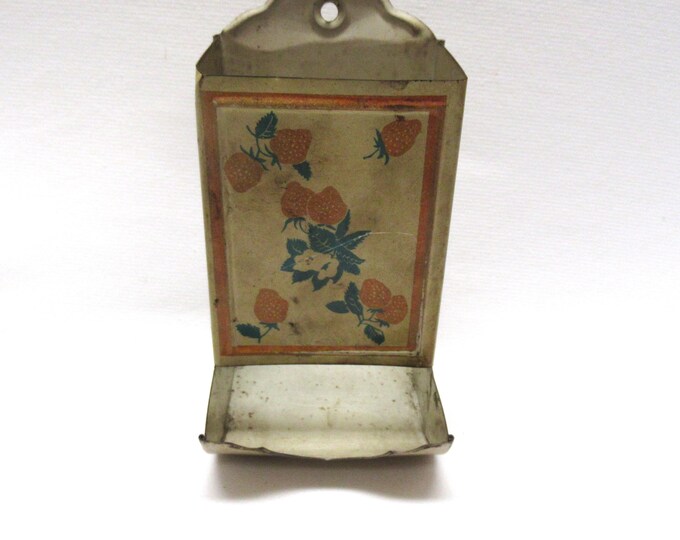 Vintage Strawberry Pressed Metal Match Stick Box, Tin Matchstick ...
