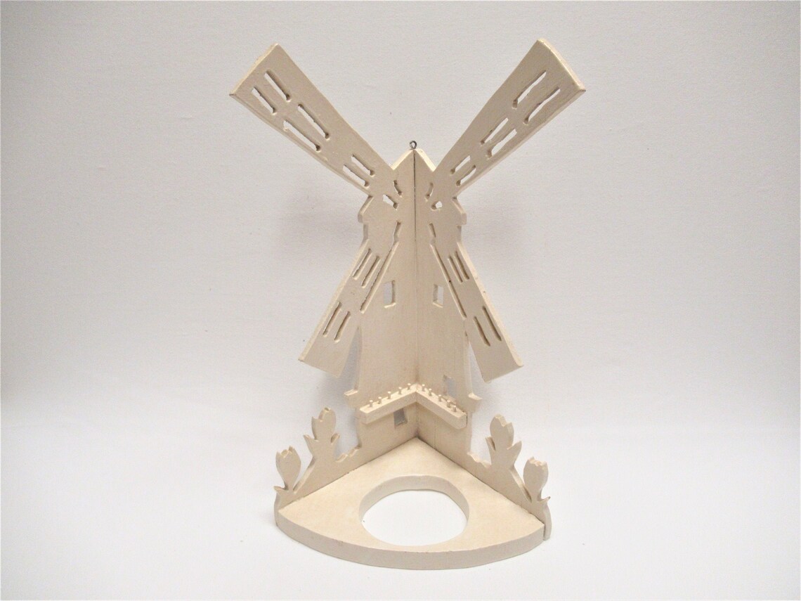 Vintage Beige Wooden Windmill Corner Shelf Plant or Oil Lamp - Etsy